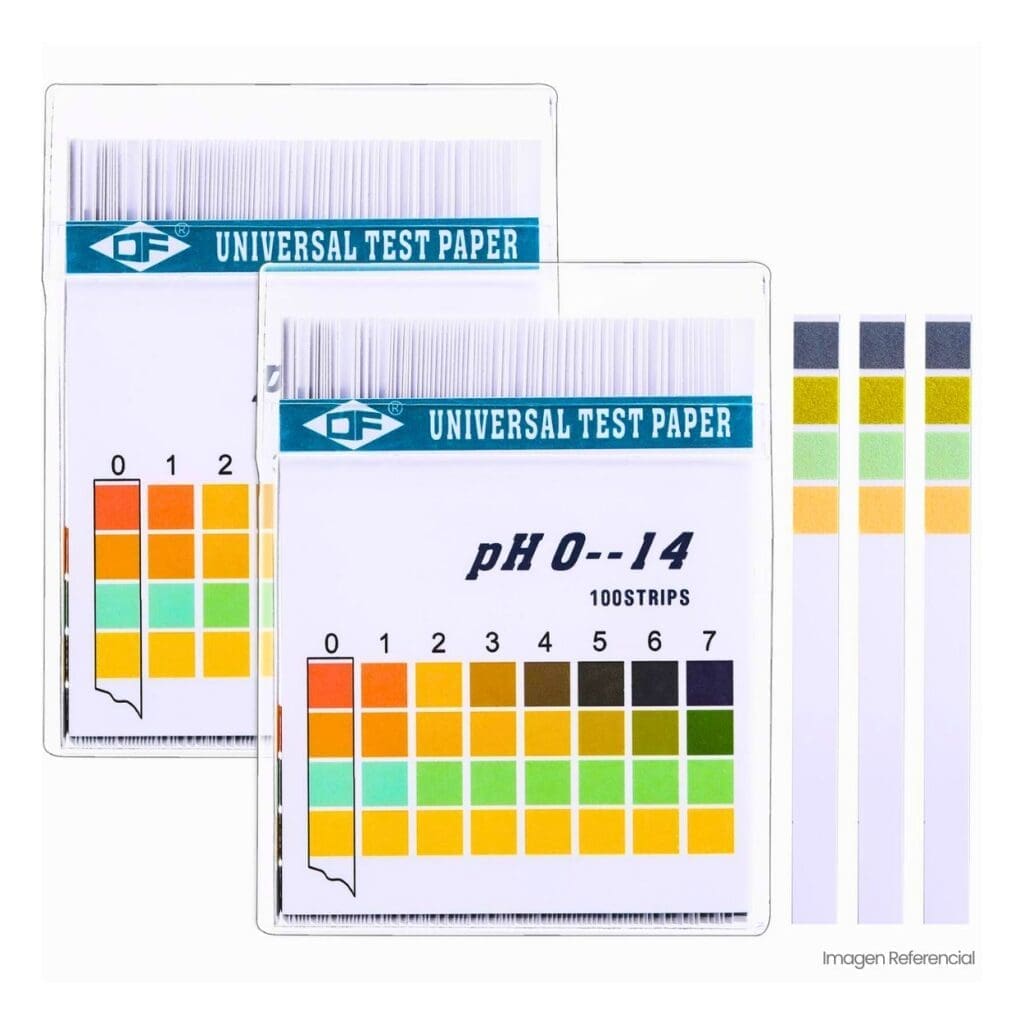 Papel Indicador de pH en Tiras 0–14 | Caja 100 Unidades