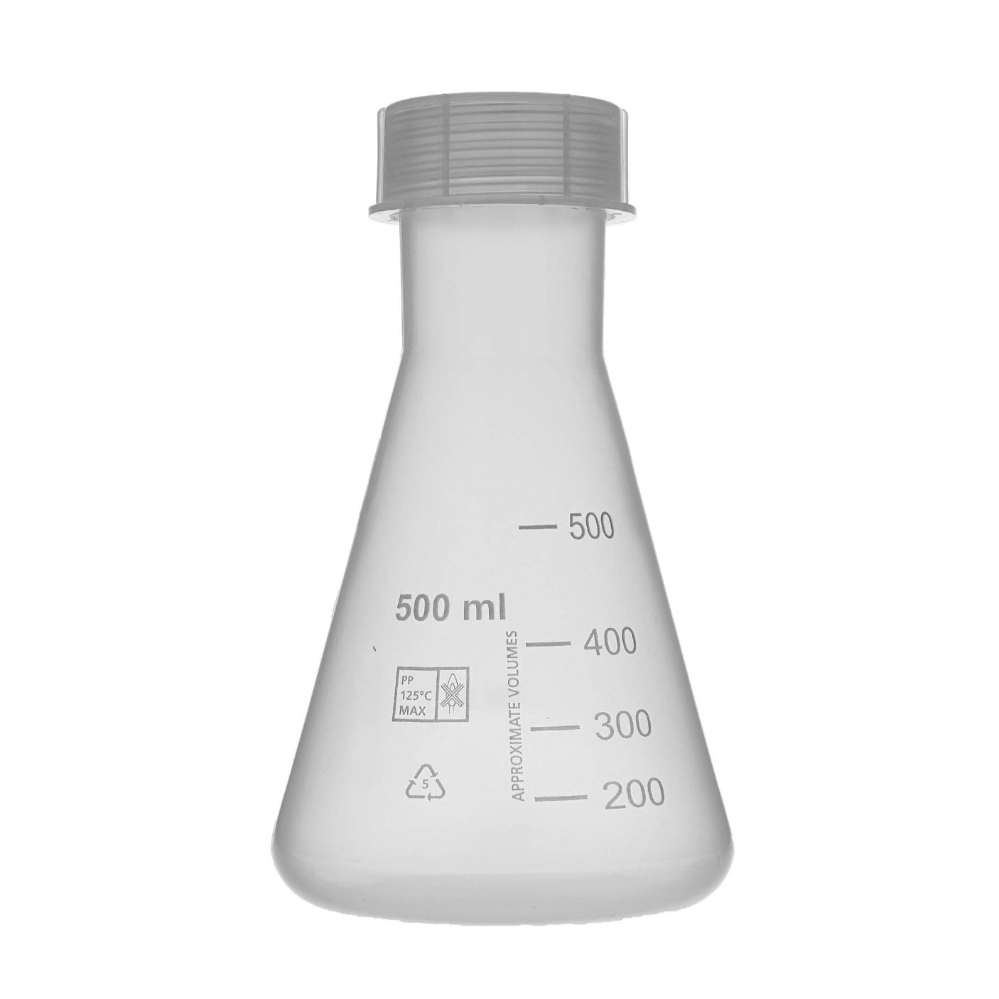 Matraz Erlenmeyer 250 ml con Tapa Rosca | Polipropileno